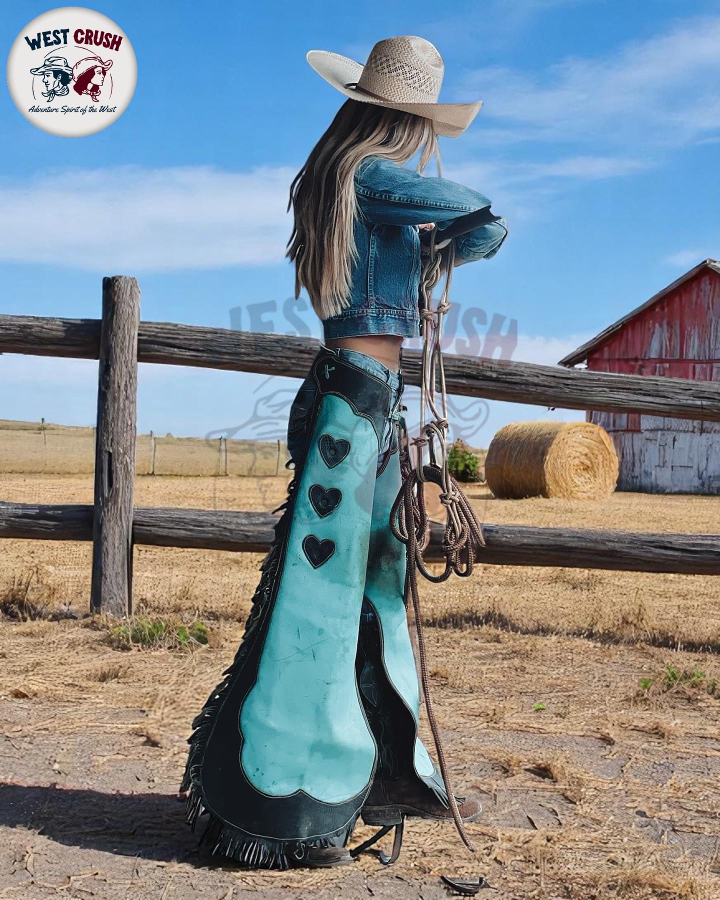 Women’s Western Cowgirl Suede Leather Chaps || Women Riding Leather ...