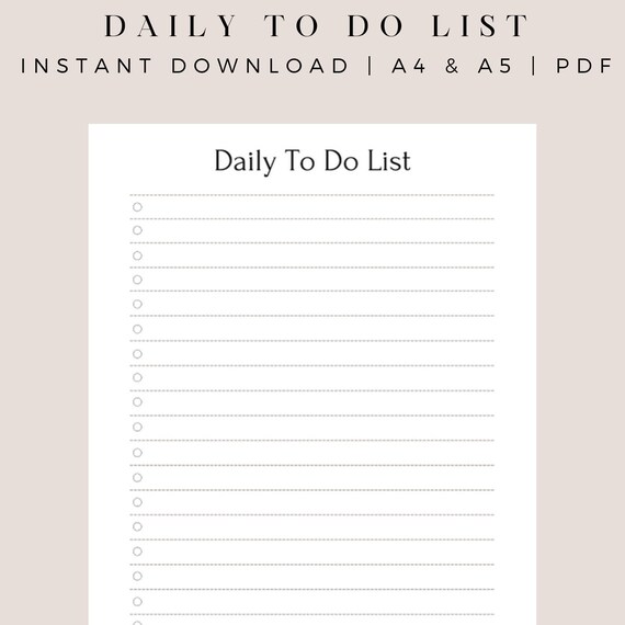 Digital to Do List. Minimalist. Printable A4 & A5 PDF | Etsy