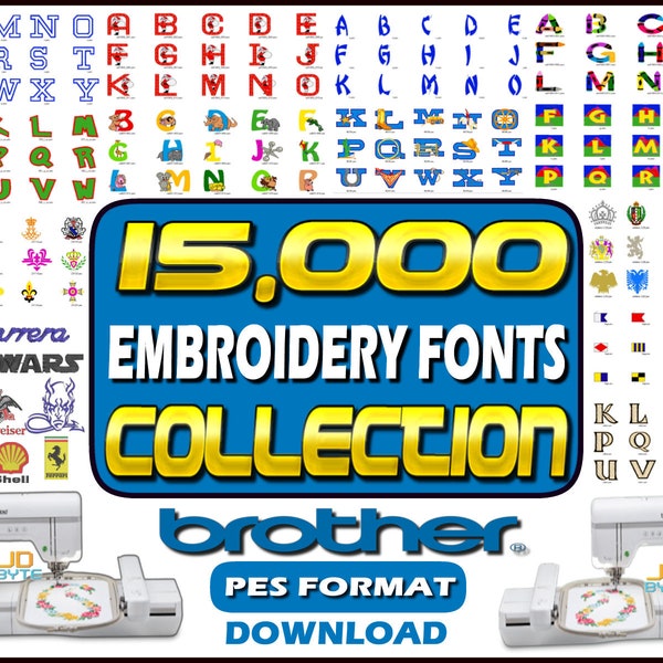 Embroidery Brother Pes Fonts - Etsy