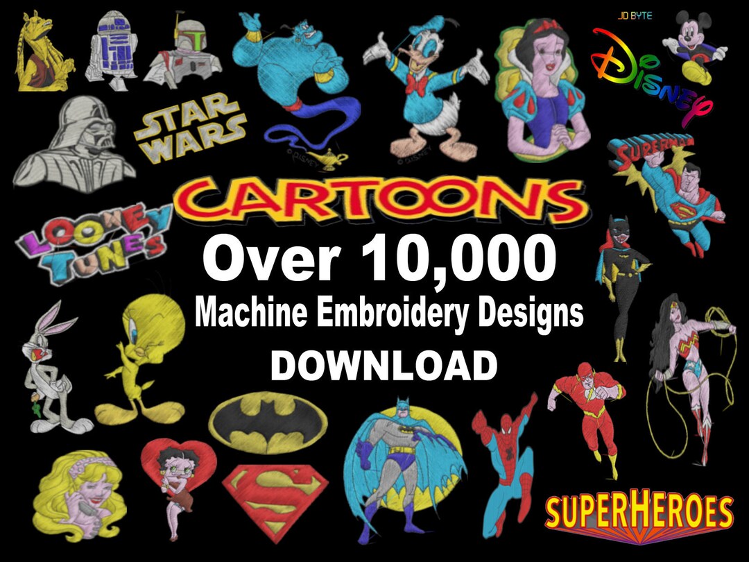 Various Cartoon Animation Superhero Character Kids Embroidery Design ...