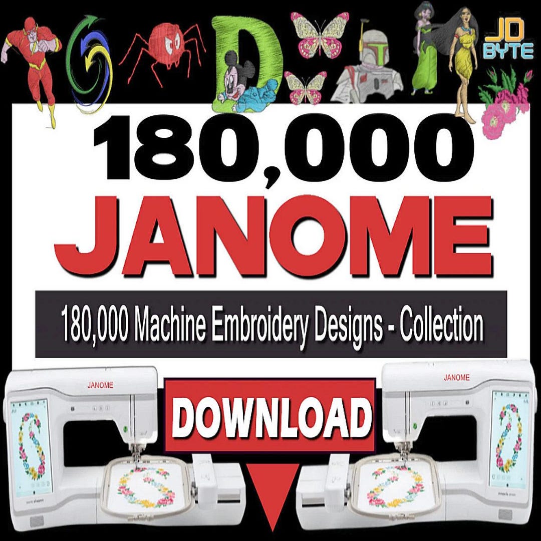 180,000 JANOME Machine Embroidery Designs Collection: JEF Format ...