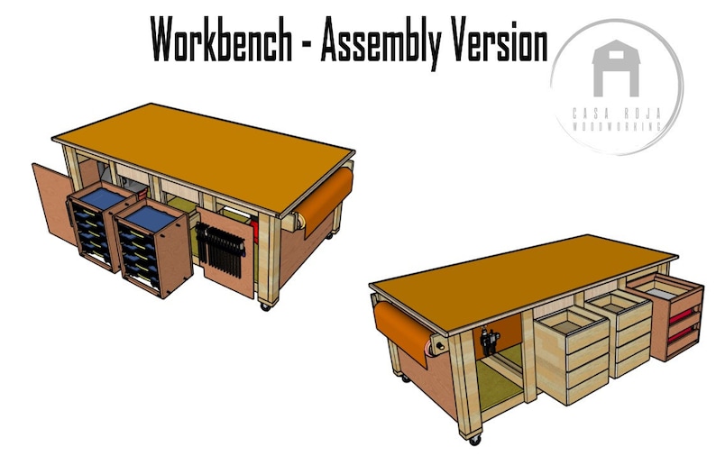 Woodworking Workbench Plans ASSEMBLY TABLE Version. Infeed and Outfeed ...