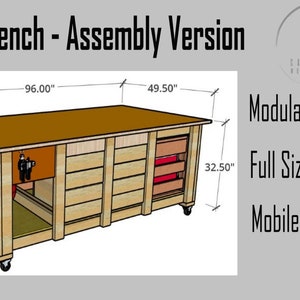 Woodworking Workbench Plans ASSEMBLY TABLE Version. Table Saw Infeed ...