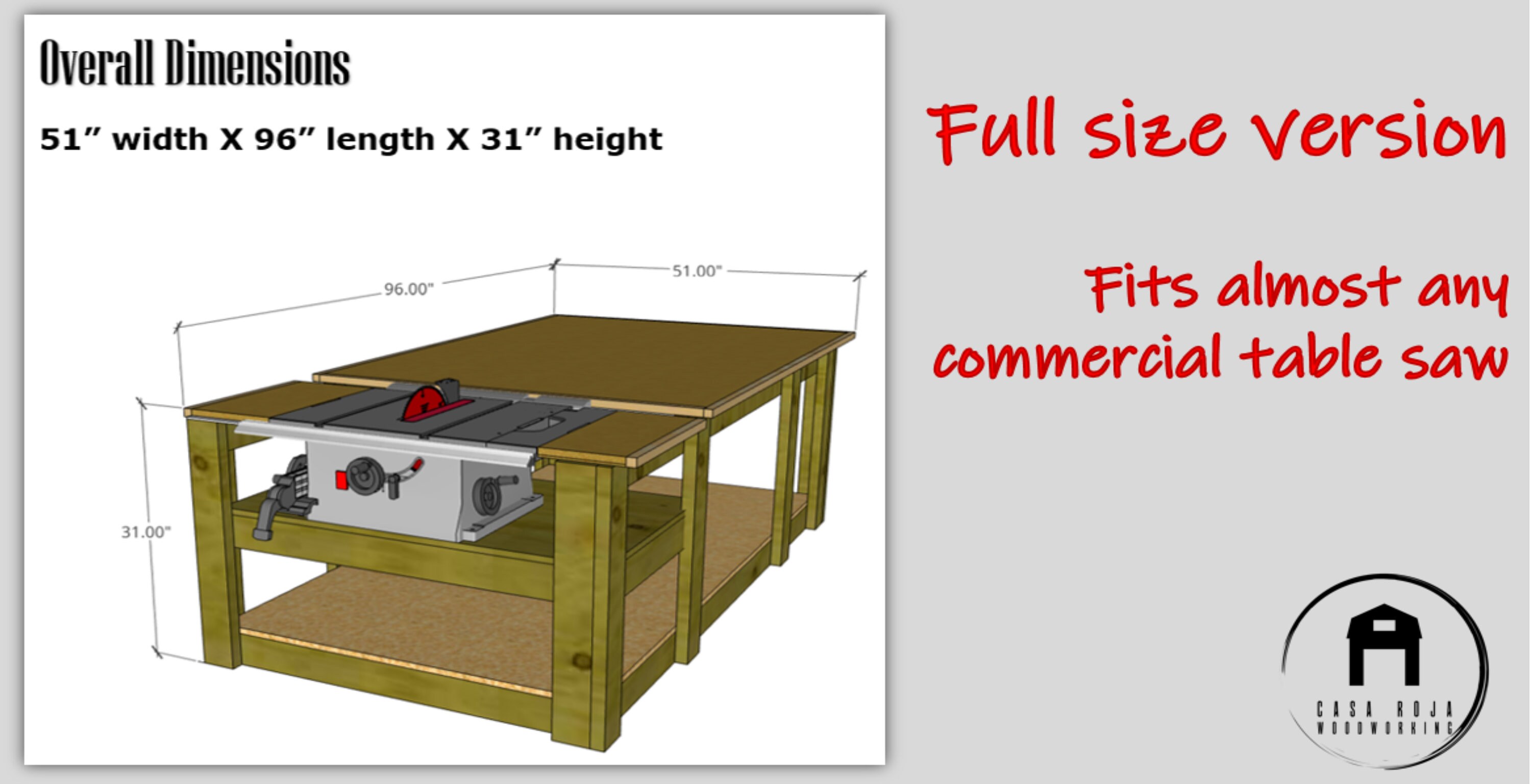Woodworking Workbench Plans With Table Saw (digital Download) - Etsy