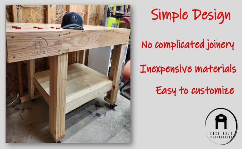 Solid Wood Woodworking Workbench, Assembly Table Version Build Plans ...