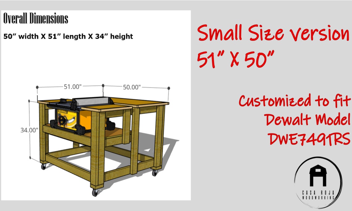 Woodworking Workbench Plans Built in Table Saw Dewalt - Etsy