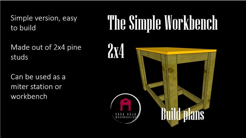The Simple Workbench 2x4 Ft Build Plans - Etsy