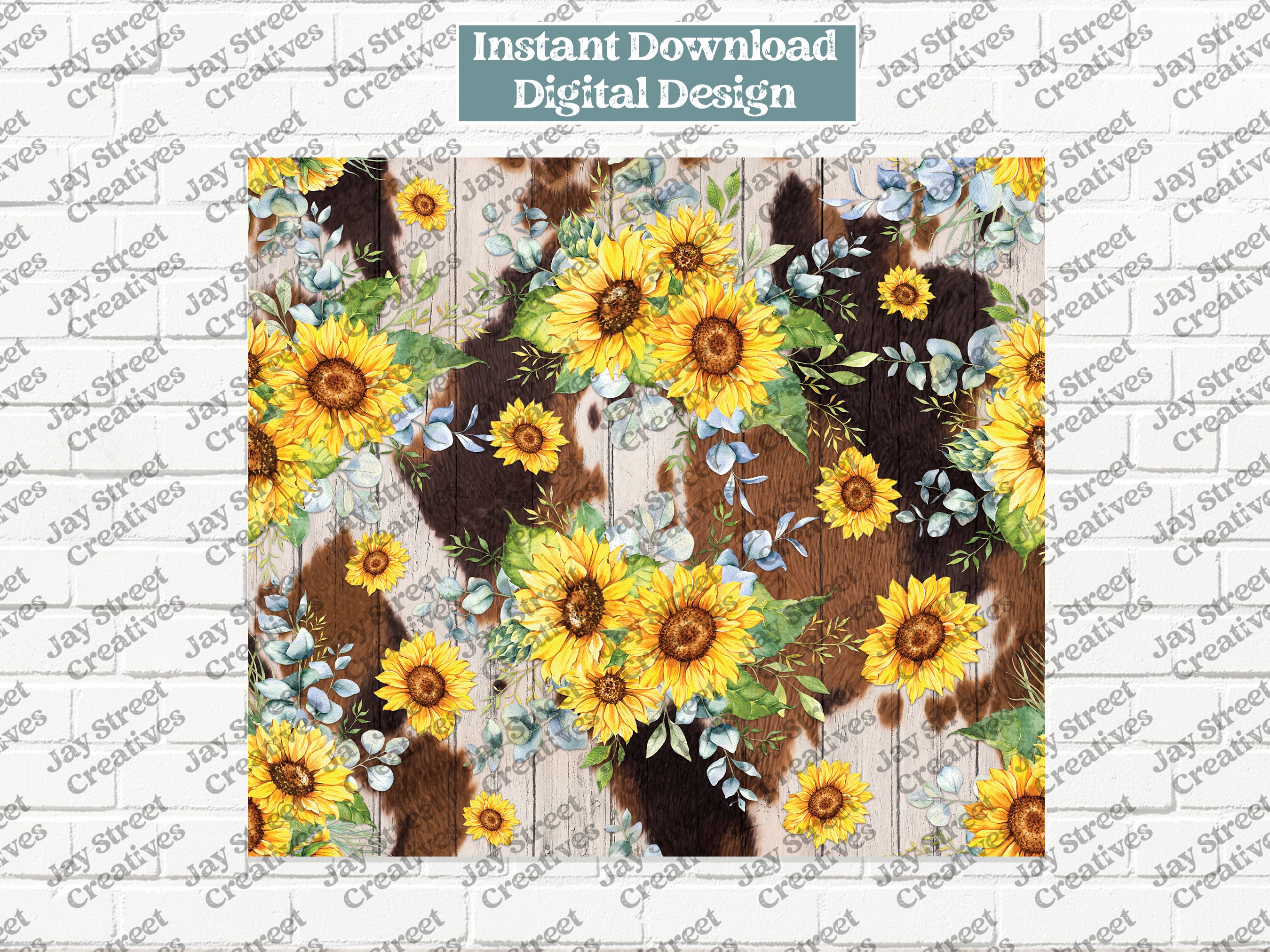 Brown Cow Print Sunflower Seamless Tumbler Wrap 20 Oz - Etsy
