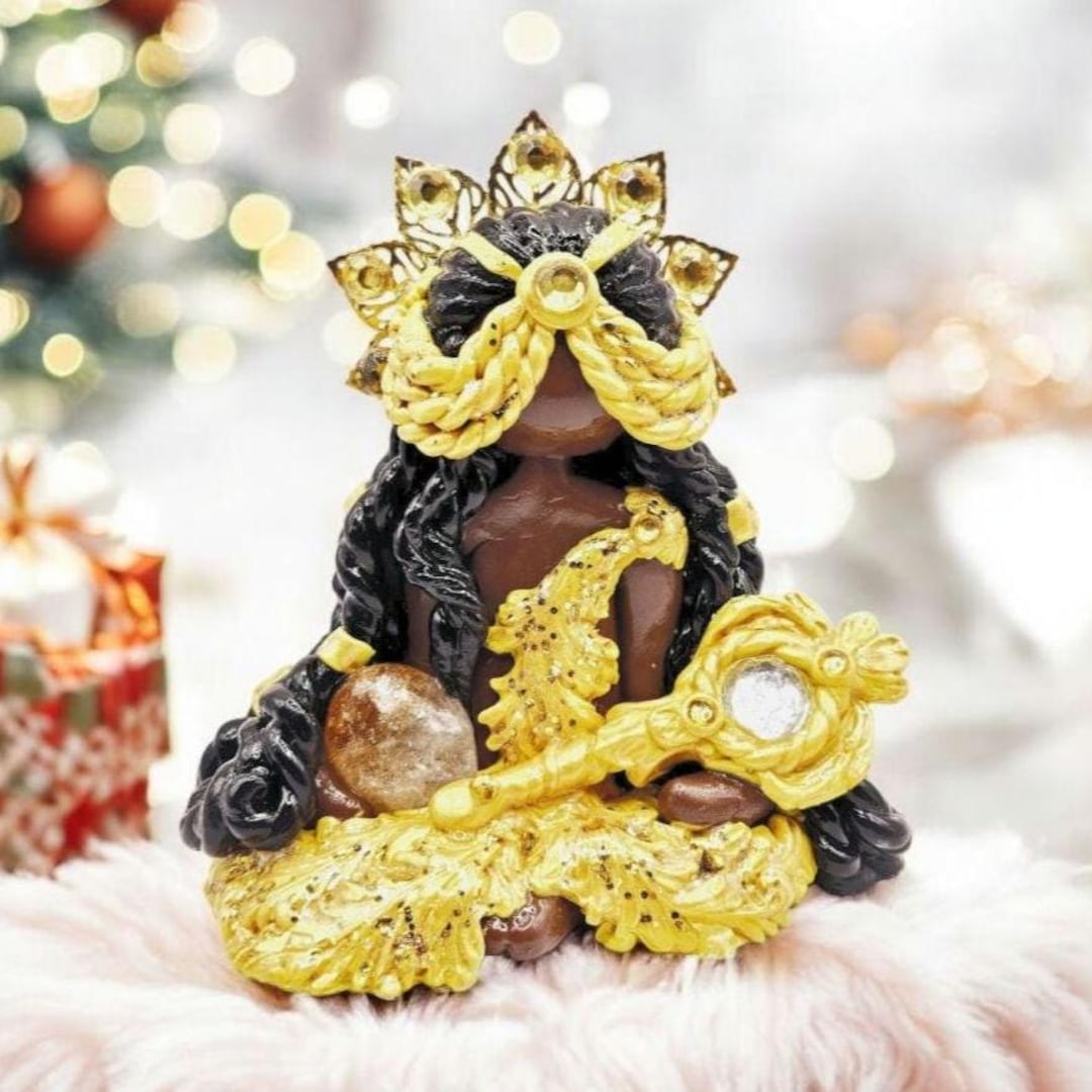 Oshun Goddess Statue | Yoruba Orisha, Citrine & Mirror Altar Decor - Etsy