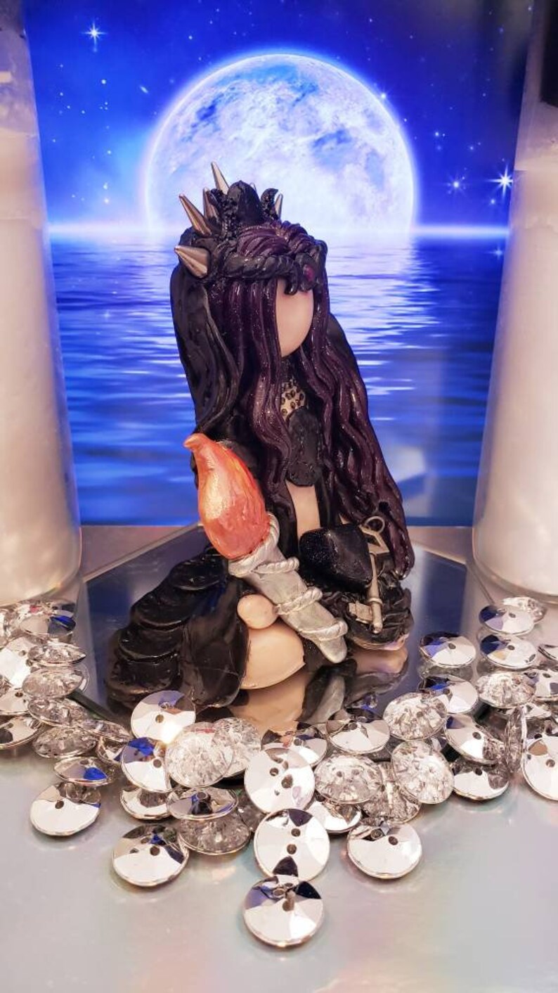 Hecate Triple Moon Goddess Crystal Statue Polymer Clay - Etsy