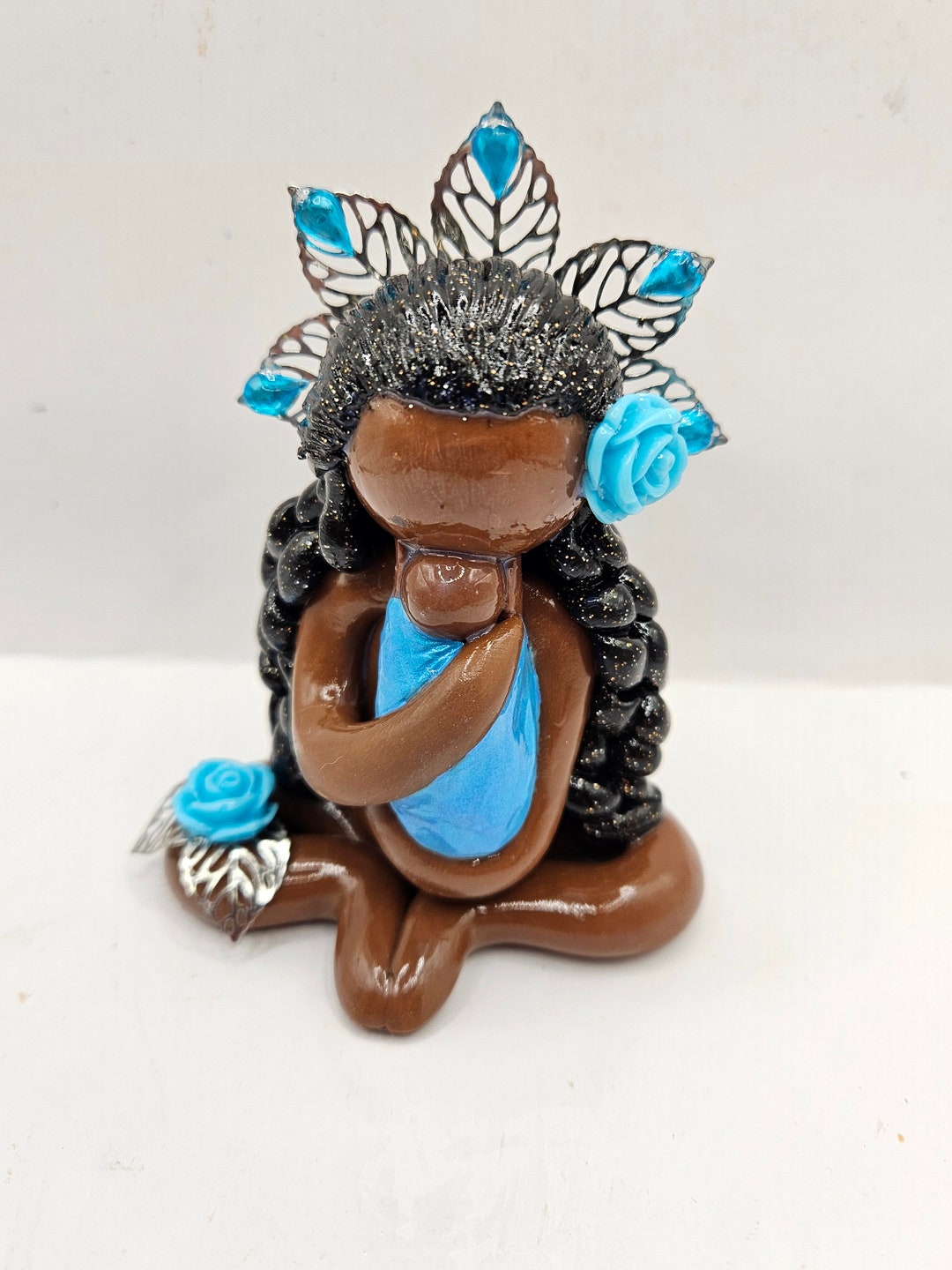 New Born Baby Boy Crystal Goddess Statue Clay Doll Art Handmade ...