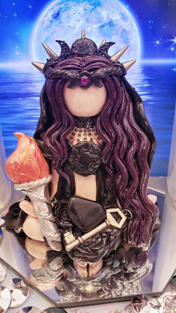 Hecate Triple Moon Goddess Crystal Statue Polymer Clay - Etsy