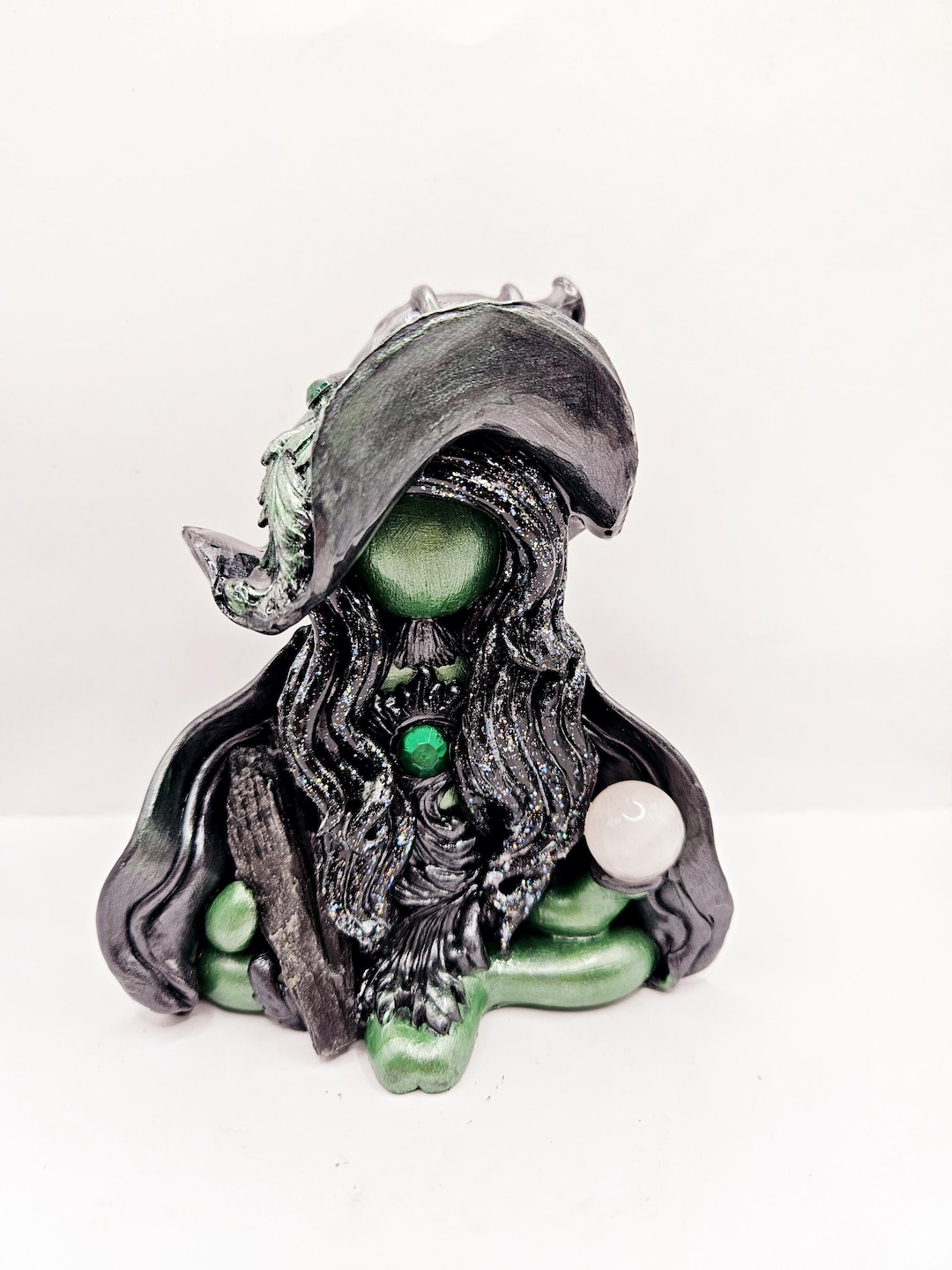 5. Defying Gravity Green Skin Witch With Black Hat, Sparkle Long Black ...