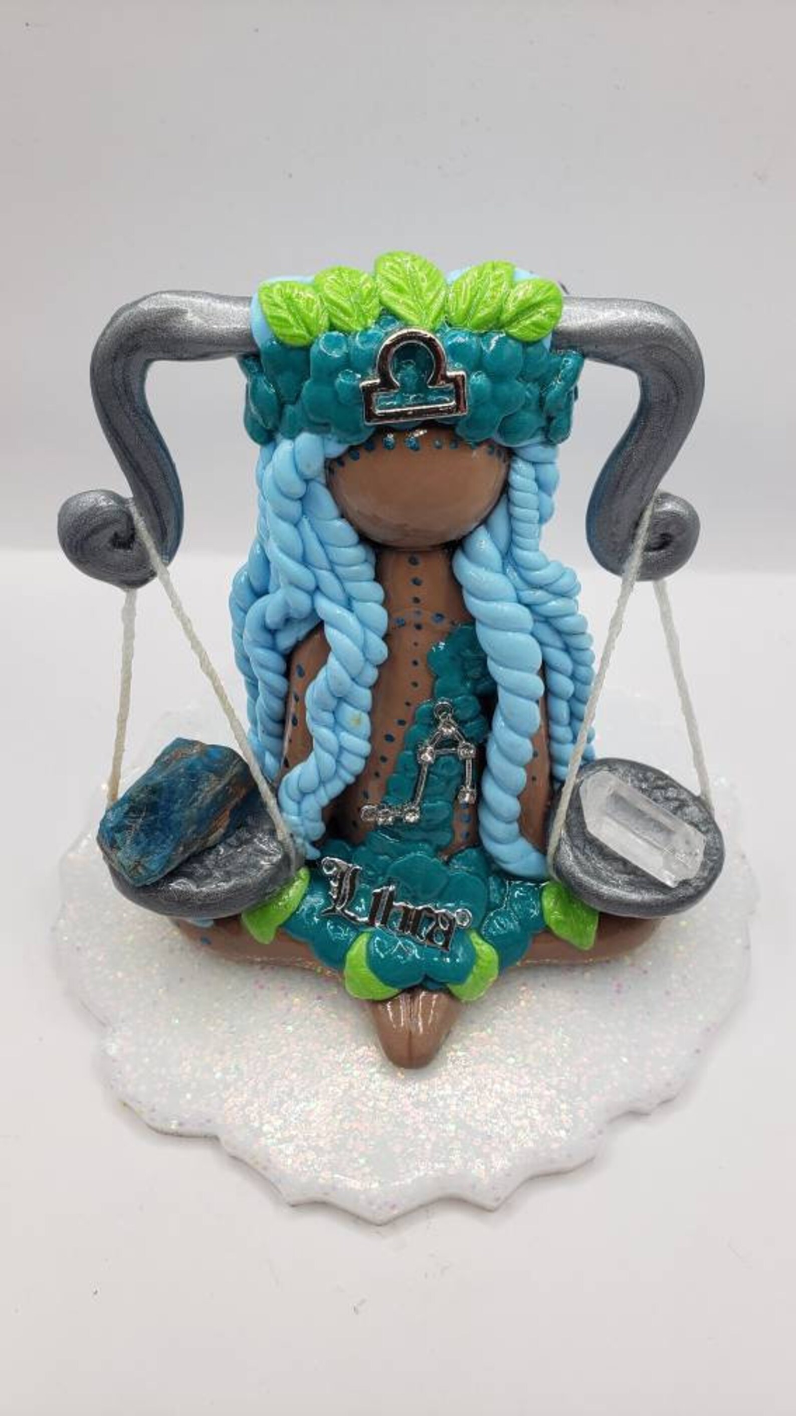 Libra Zodiac Crystal Goddess Holding Clear Quartz and Apatite - Etsy