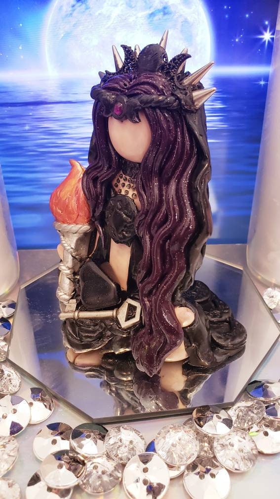 Hecate Triple Moon Goddess Crystal Statue Polymer Clay - Etsy