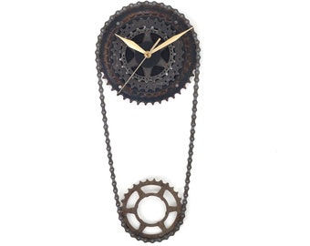 Wall Bike Clock, Bicycle Clock, Cyclist Clock, Recycled Bike Parts ...