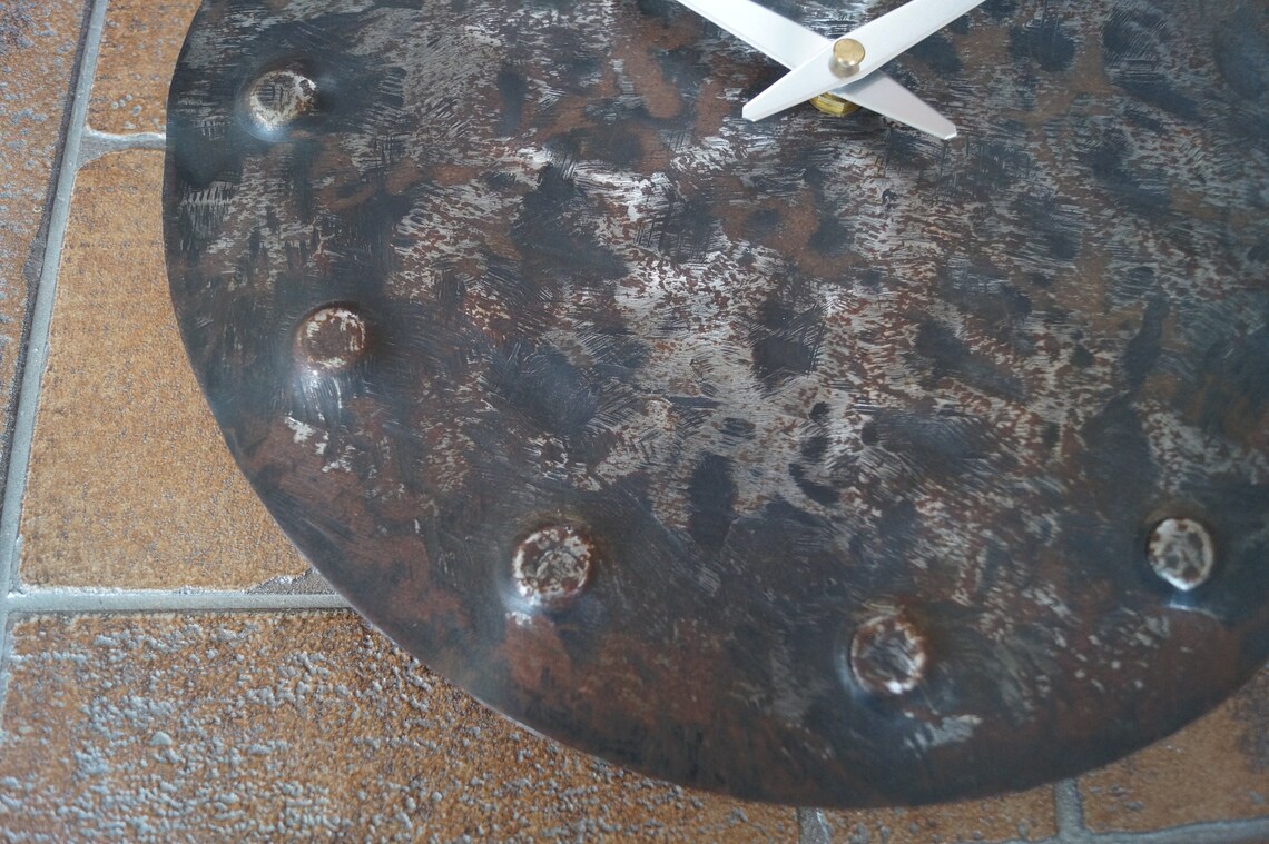 Metal Rusty Wall Clock, Decor Art, Rustic Clock Gift, Steampunk Steel ...