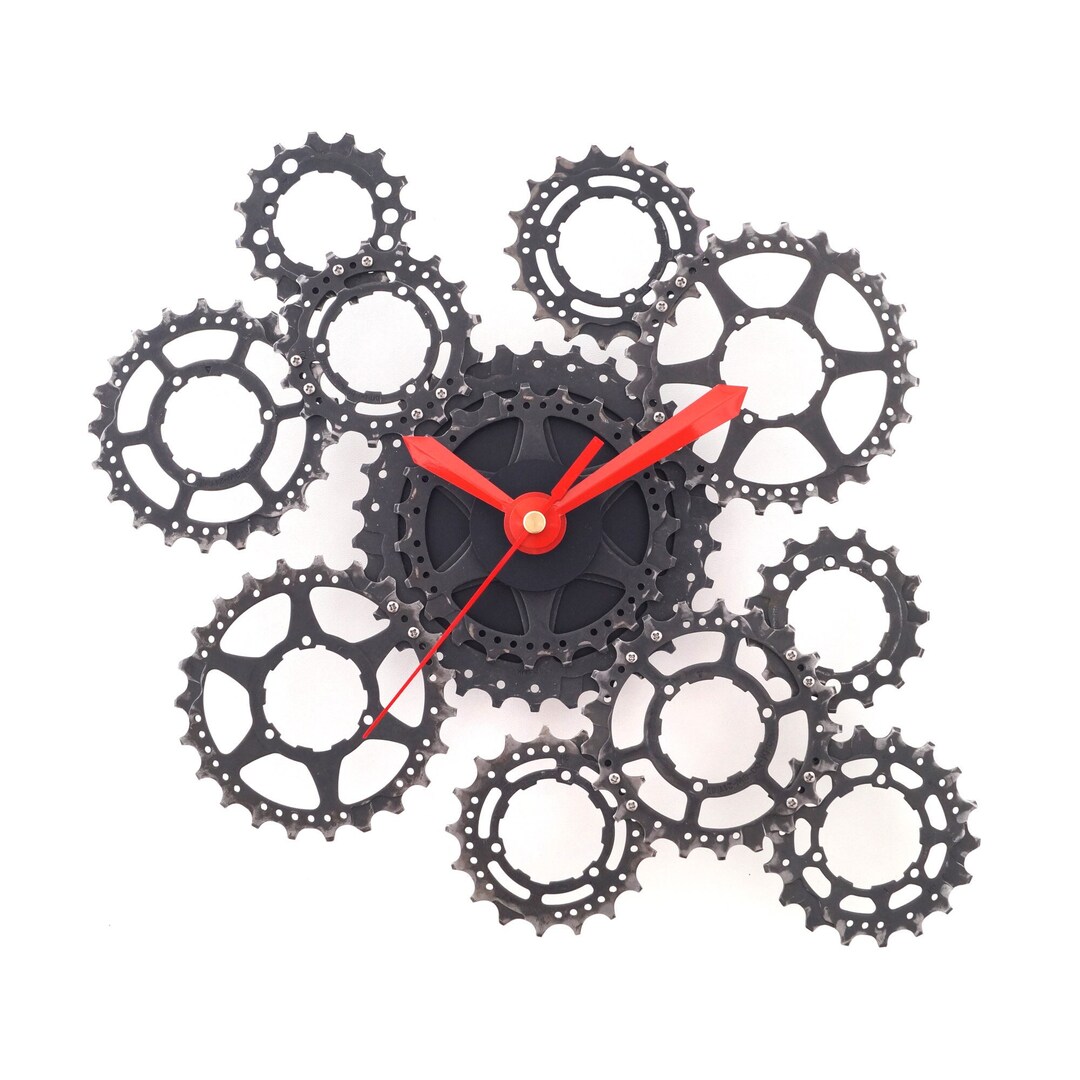 Bike Wall Clock, Bicycle Clock, Cyclist Gift, Recycled Bike Parts, Bike ...