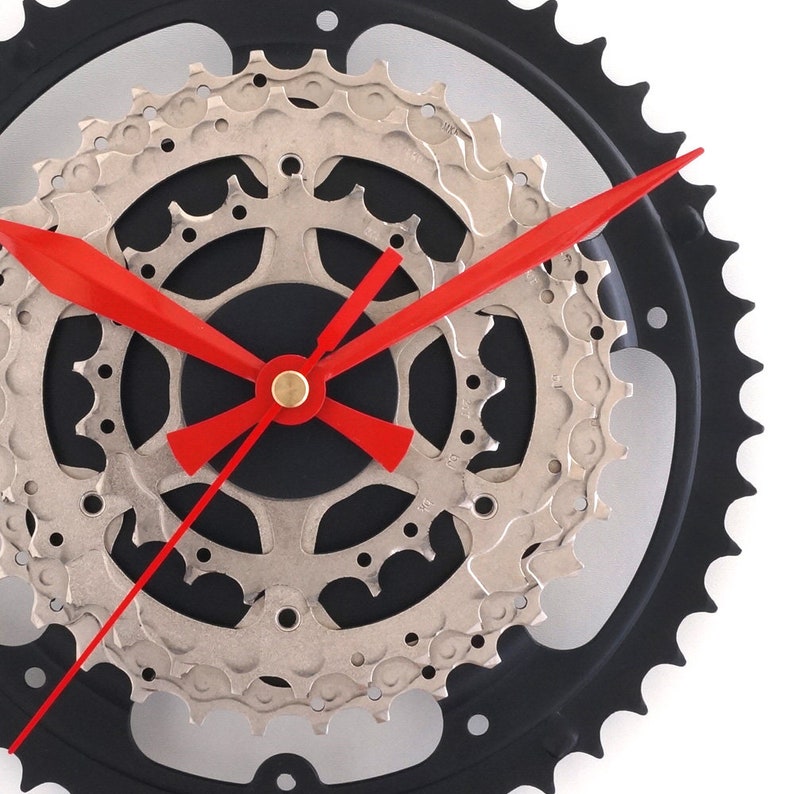 Wall Bike Clock, Bicycle Clock, Cyclist Clock, Recycled Bike Parts ...