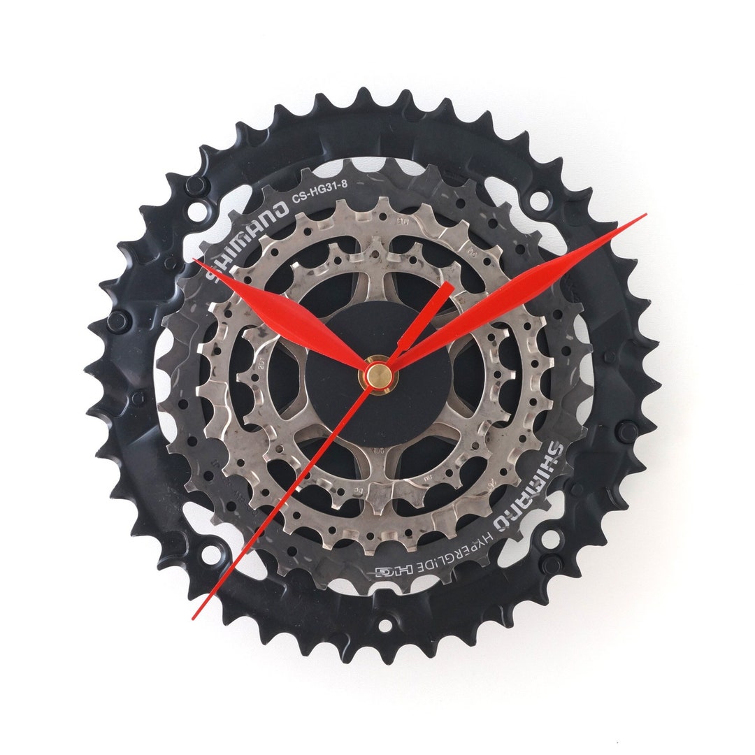 Bike Wall Clock, Bicycle Clock, Cyclist Clock, Recycled Bike Parts ...