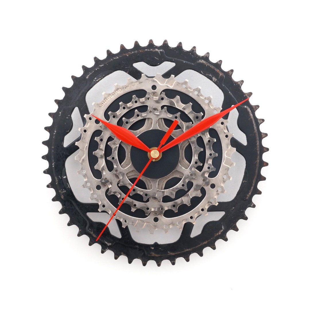 Bike Wall Clock, Bicycle Clock, Cyclist Clock, Recycled Bike Parts ...