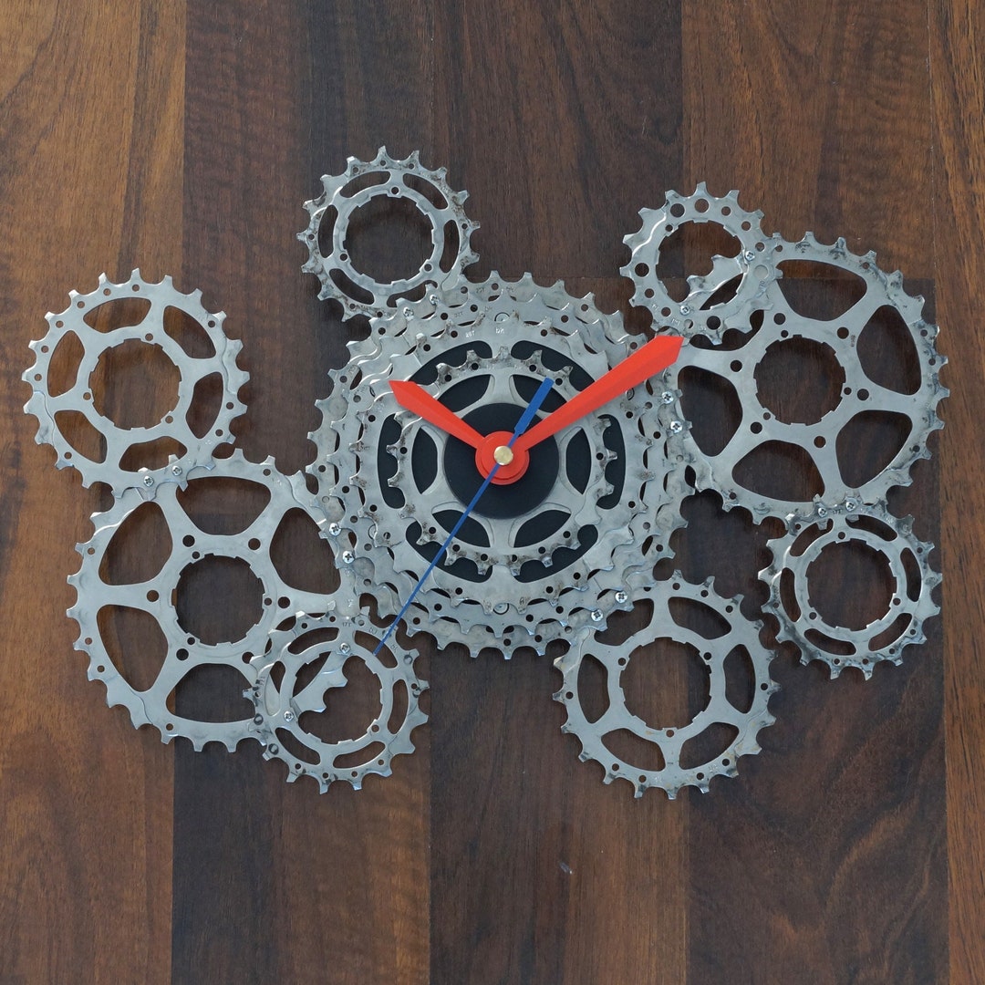 Bike Wall Clock, Bicycle Clock, Cyclist Gift, Recycled Bike Parts, Bike ...