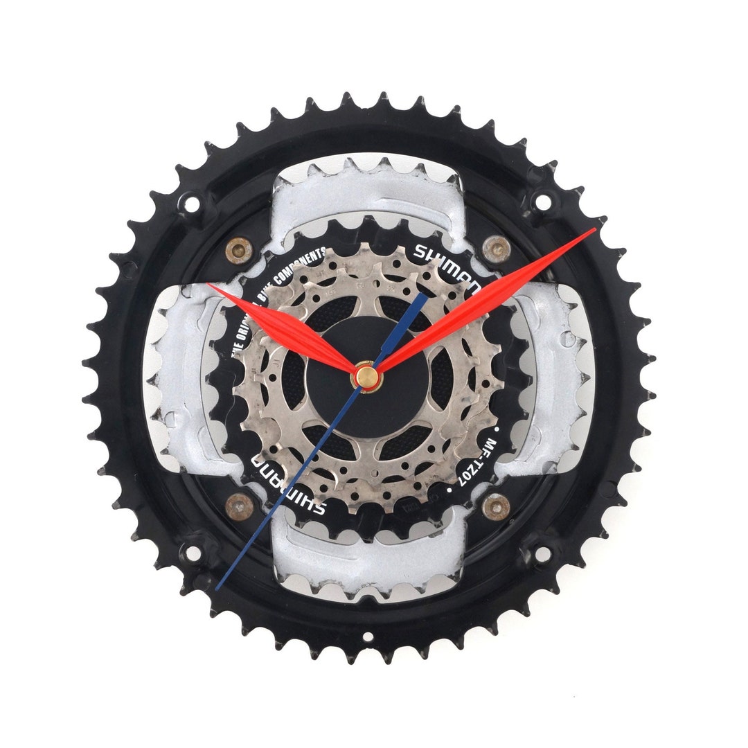 Bike Wall Clock, Bicycle Clock, Cyclist Clock, Recycled Bike Parts ...