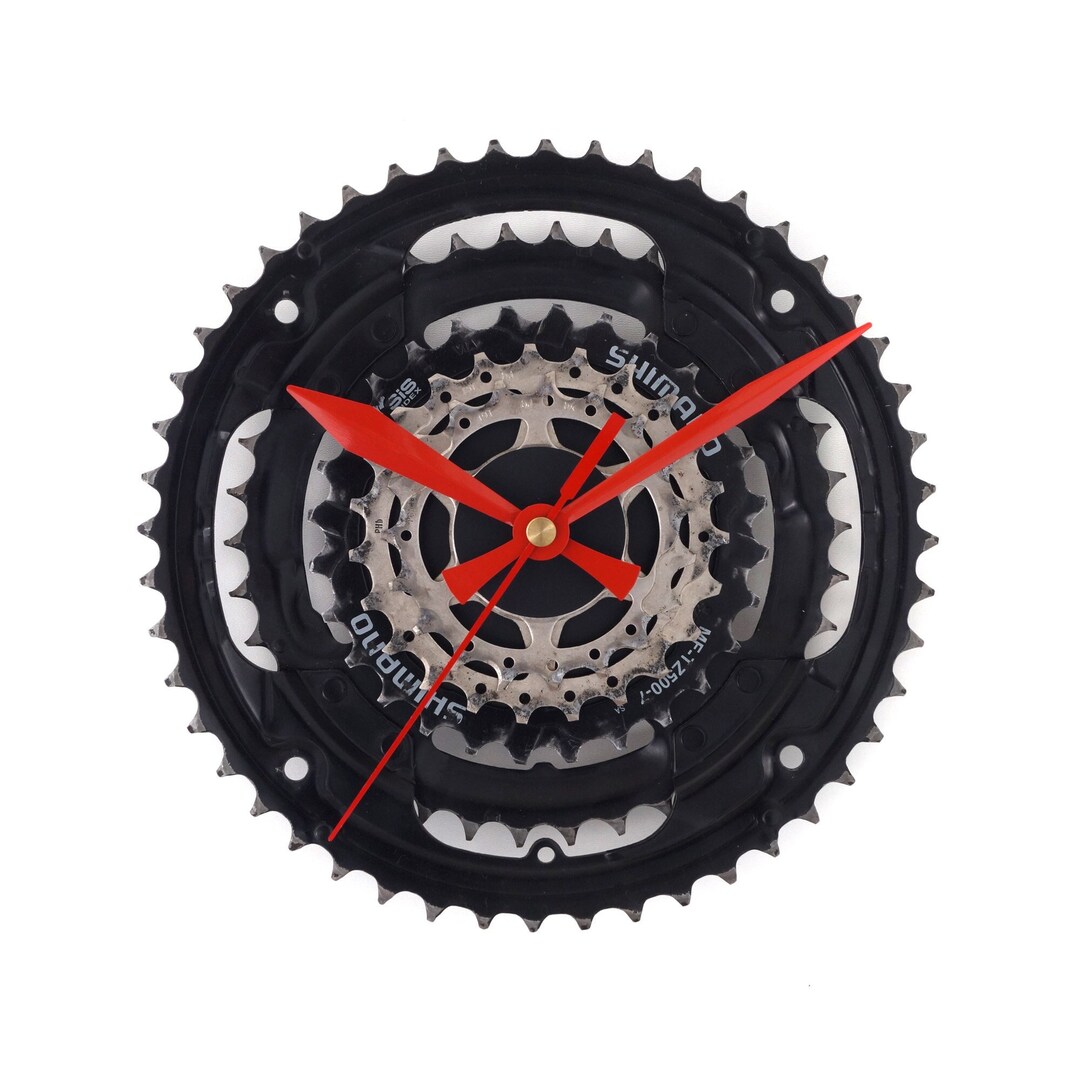Bike Wall Clock, Bicycle Clock, Cyclist Clock, Recycled Bike Parts ...