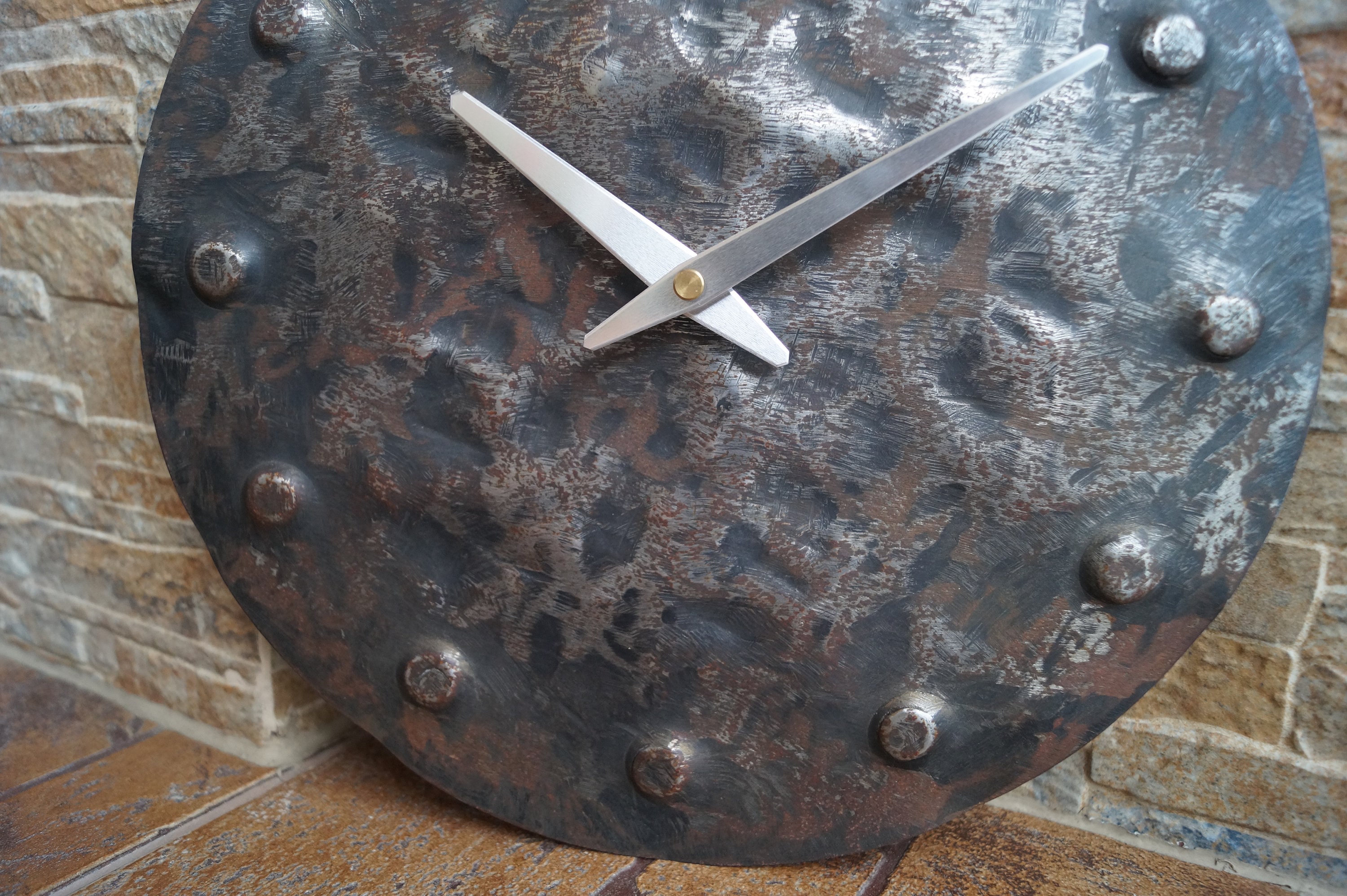 Metal Rusty Wall Clock, Decor Art, Rustic Clock Gift, Steampunk Steel ...