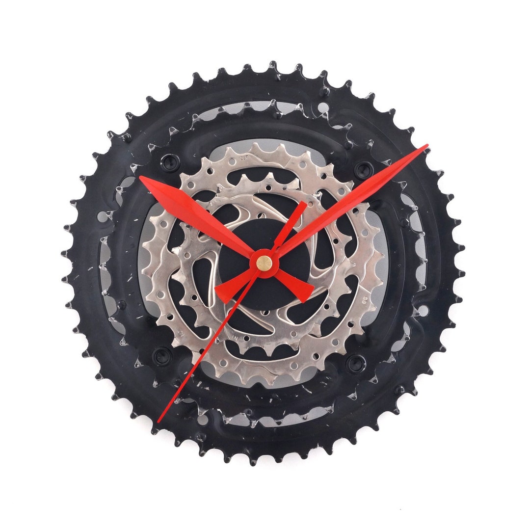 Bike Wall Clock, Bicycle Clock, Cyclist Clock, Recycled Bike Parts ...