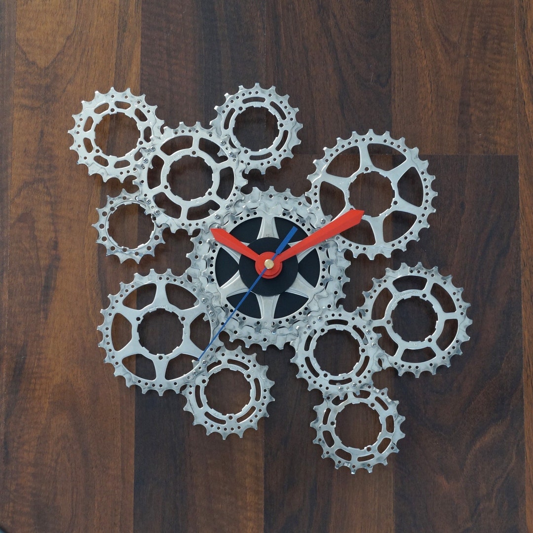 Bike Wall Clock, Bicycle Clock, Cyclist Gift, Recycled Bike Parts, Bike ...