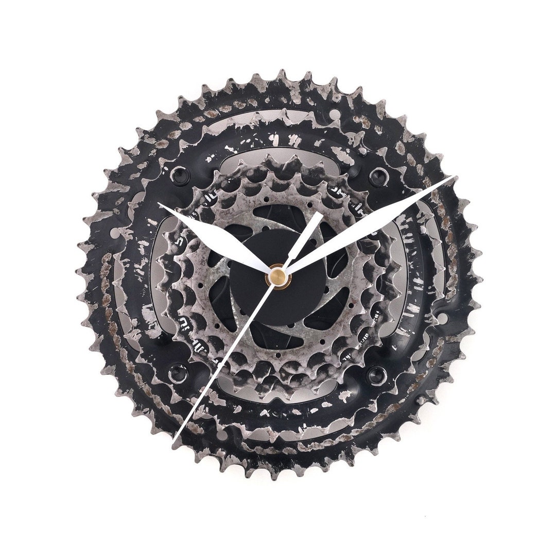 Bike Wall Clock, Bicycle Clock, Cyclist Clock, Recycled Bike Parts ...