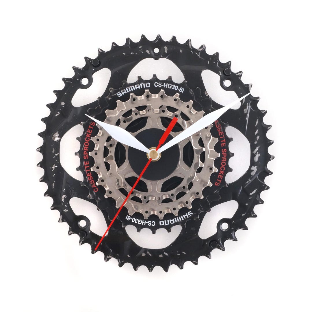 Bike Wall Clock, Bicycle Clock, Cyclist Clock, Recycled Bike Parts ...