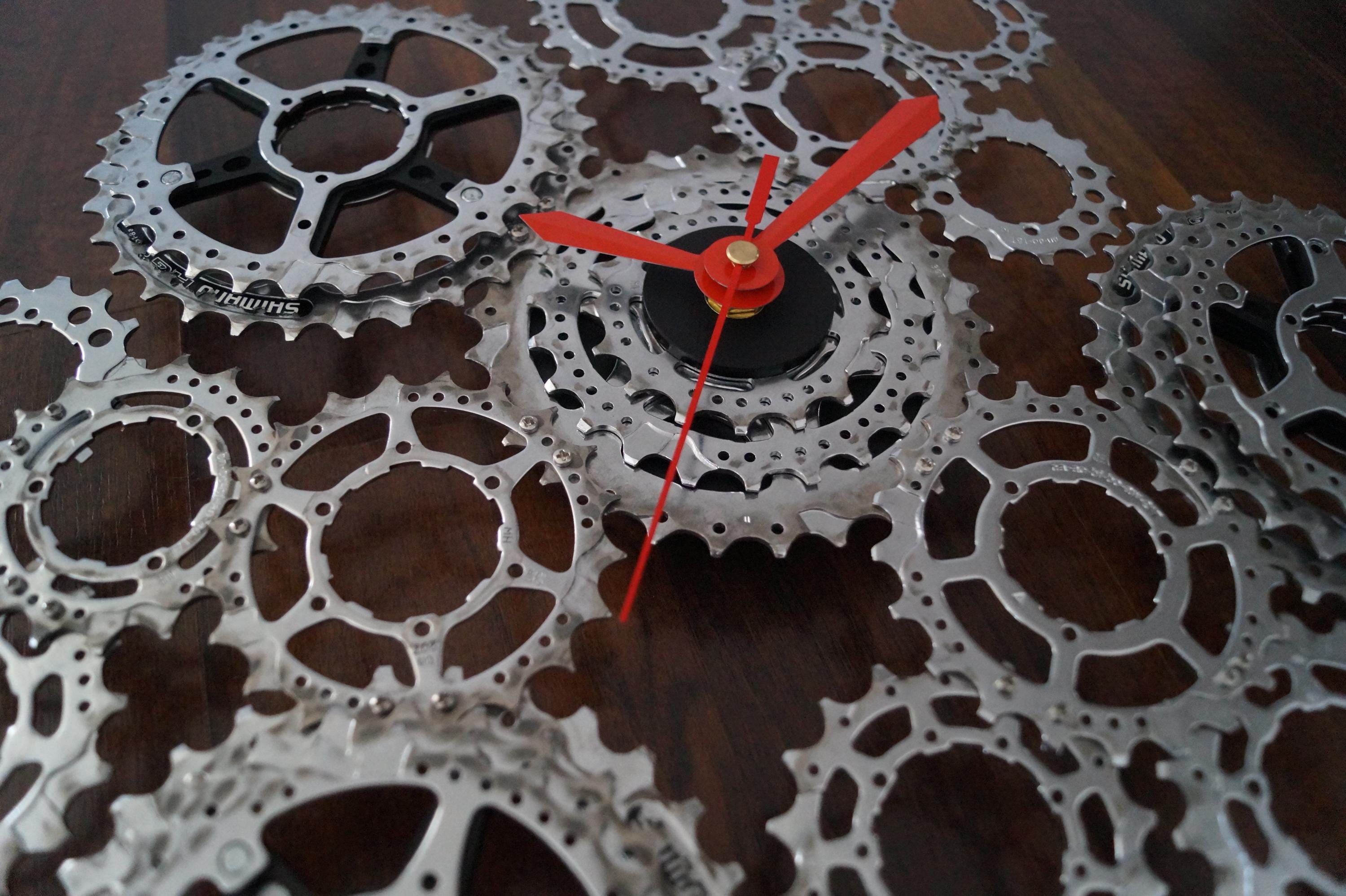 Large Bike Wall Clock, Bicycle Clock, Cyclist Gift, Recycled Bike Parts ...