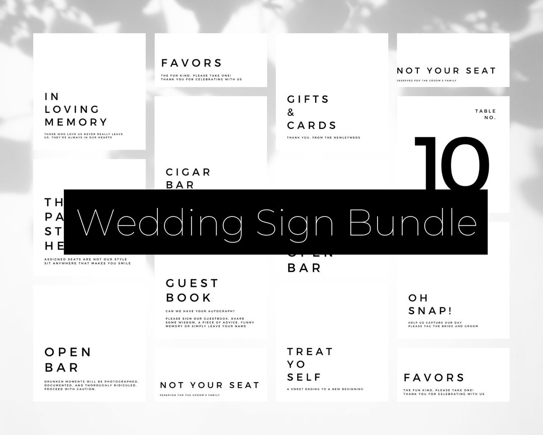 Emily Wedding Sign Bundle Instant Download Printable Etsy