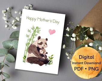 Printable Panda Card | Etsy