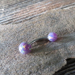 Custom Lengths Lavender Purple 5mm and 6mm Double Opals Belly Ring Christina VCH 14G 1.6mm ...