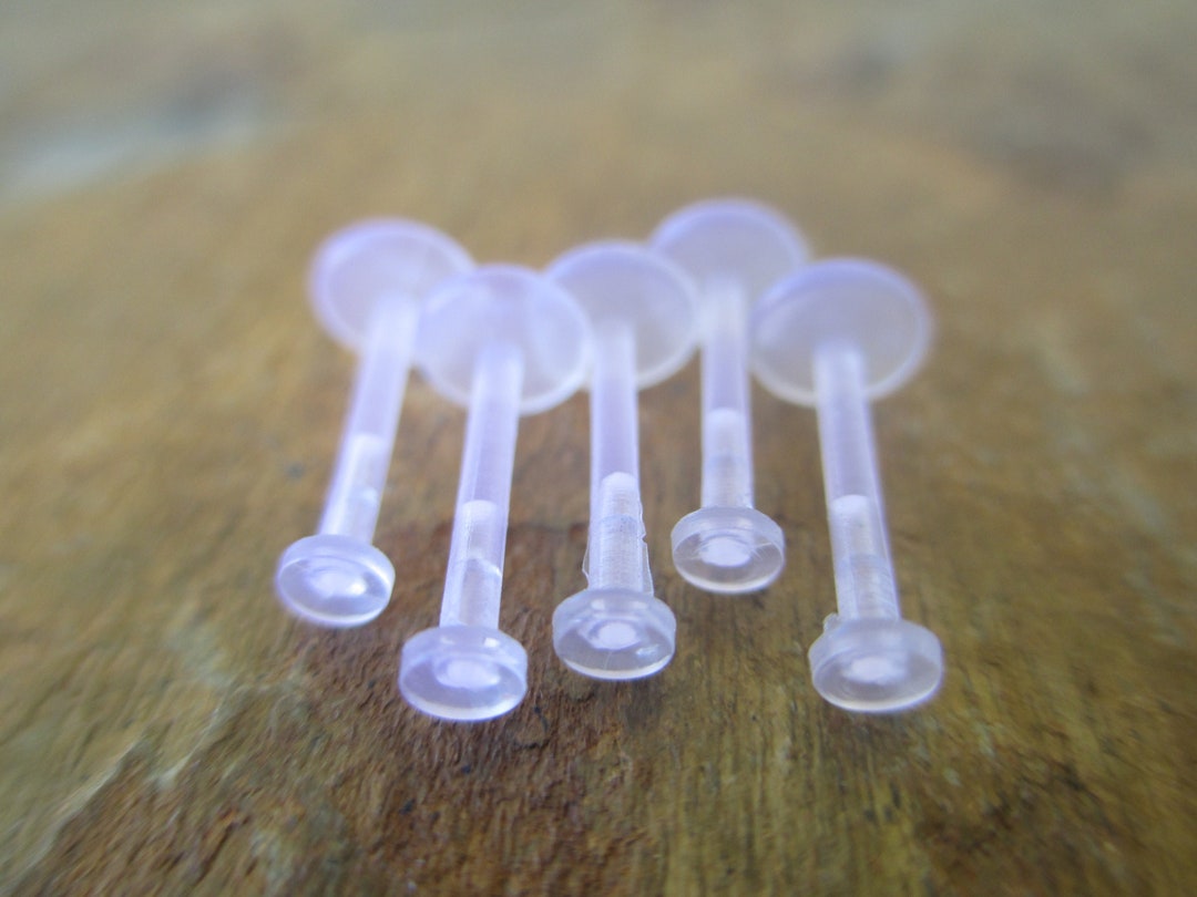 Set of Two 16G Clear Hide Piercing Bioflex Labret Cartilage Tragus ...