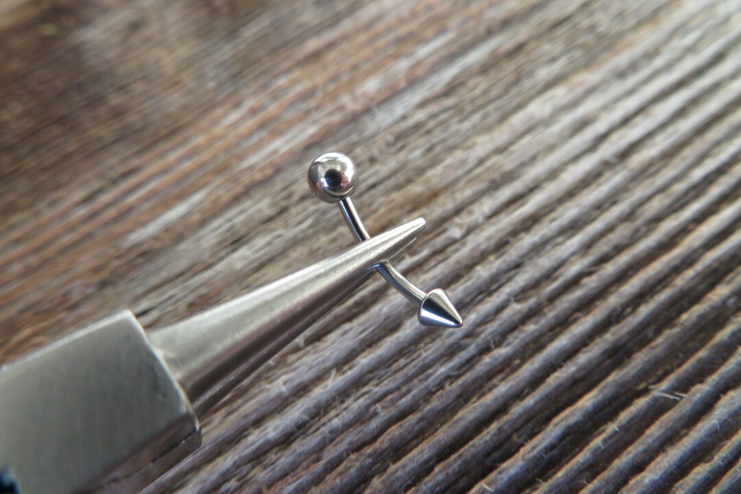 Spike Vertical Lip 16G 100% Surgical Steel Curve Eyebrow Rook Barbell ...
