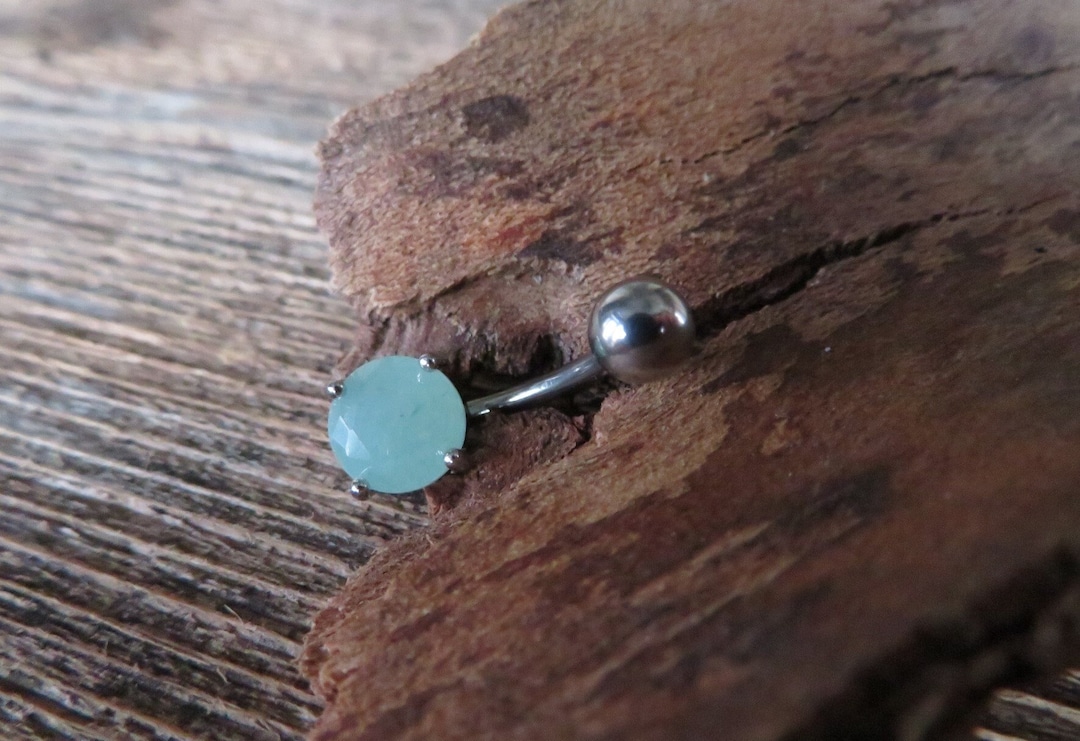 Green Aventurine Petite Natural Stone Belly Ring 14G 1.6mm - Etsy