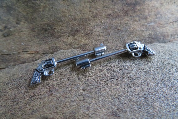 Gun Revolver Pair of Two 100% Surgical Steel Nipple Barbells - Etsy