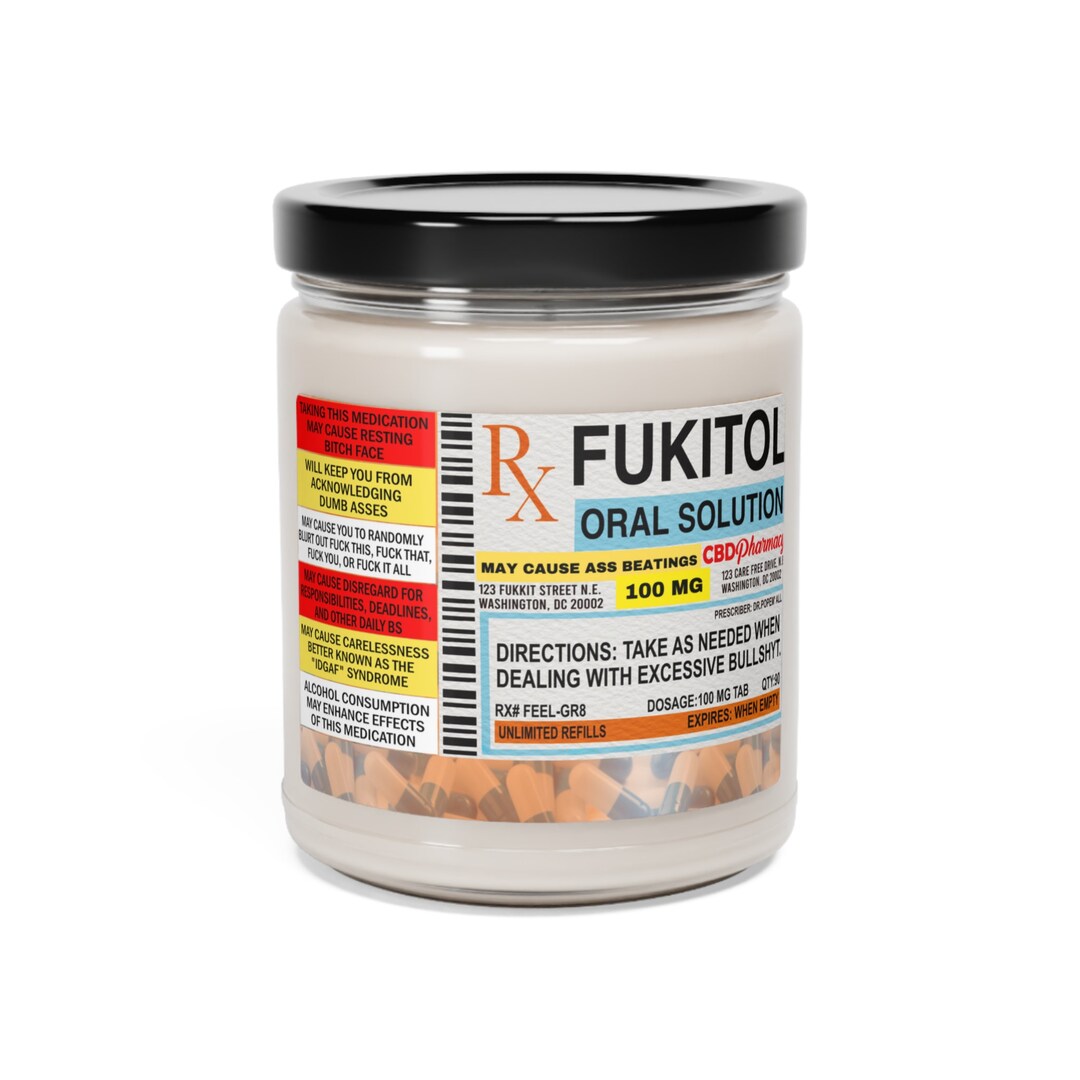 Fukitol Scented Soy Candle Quirky Saying| Funny Sayings on 9oz Scented ...