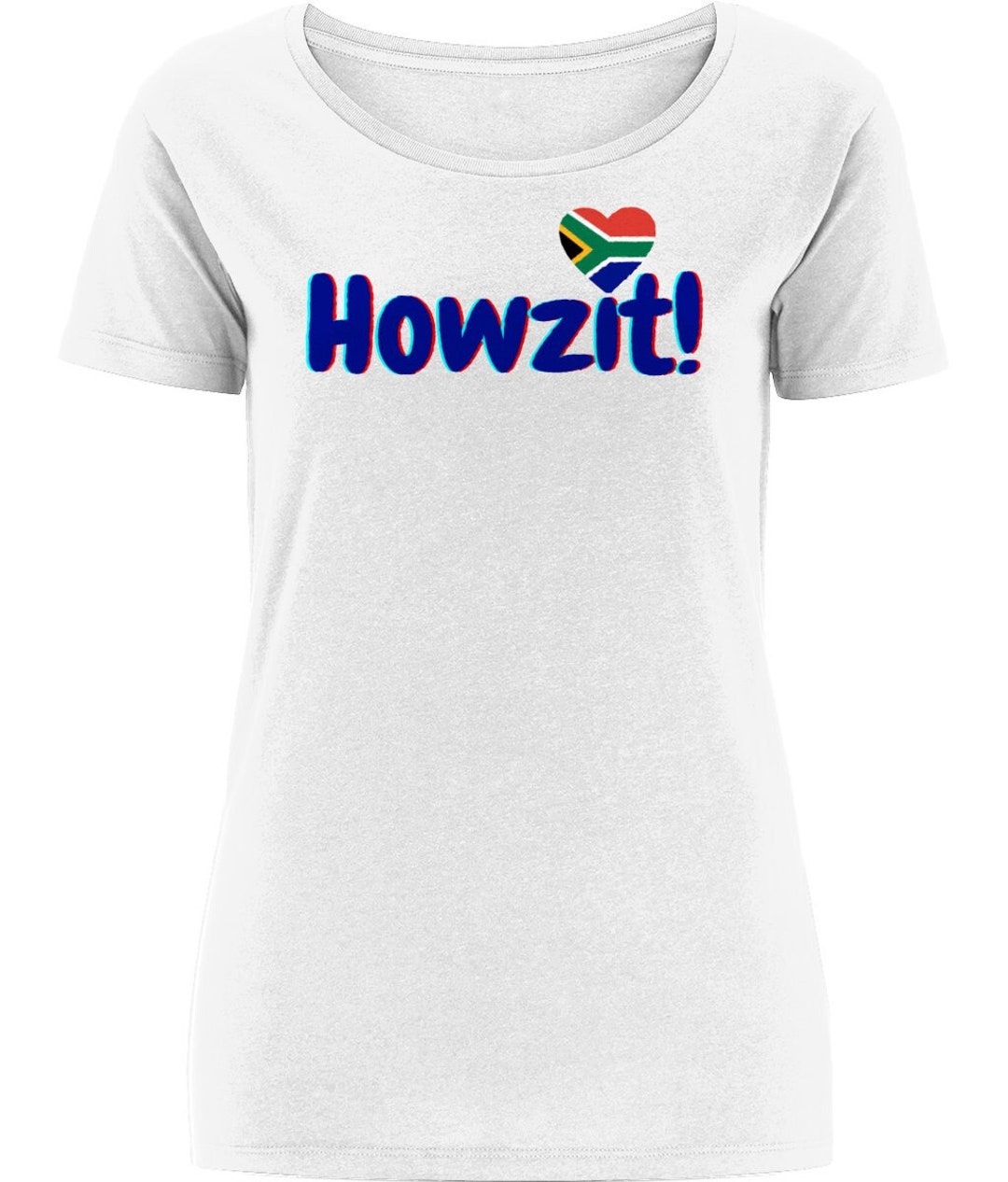 Howzit South African Heart Flag Tshirt, Women's Open Neck T-shirt South ...