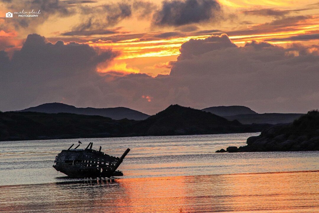 PRINT of Bád Eddie Boat Wreck,sunset ,donegal, Wild Atlantic Way, Art ...
