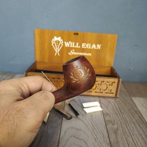 Custom Tobacco Pipe Gift Set for Him - Engraved Wooden Pipe Gift for ...