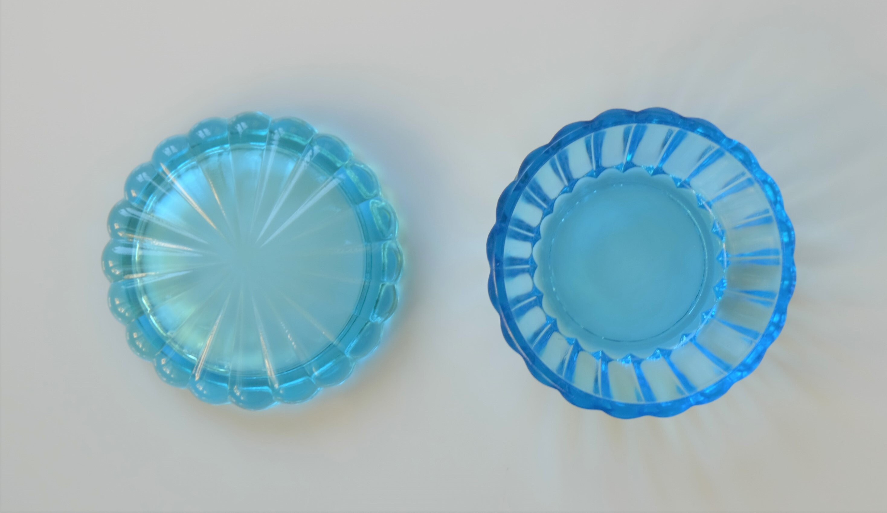 Bohemian Art Deco Turquoise Colored Glass Powder Dose Designed by Curt ...