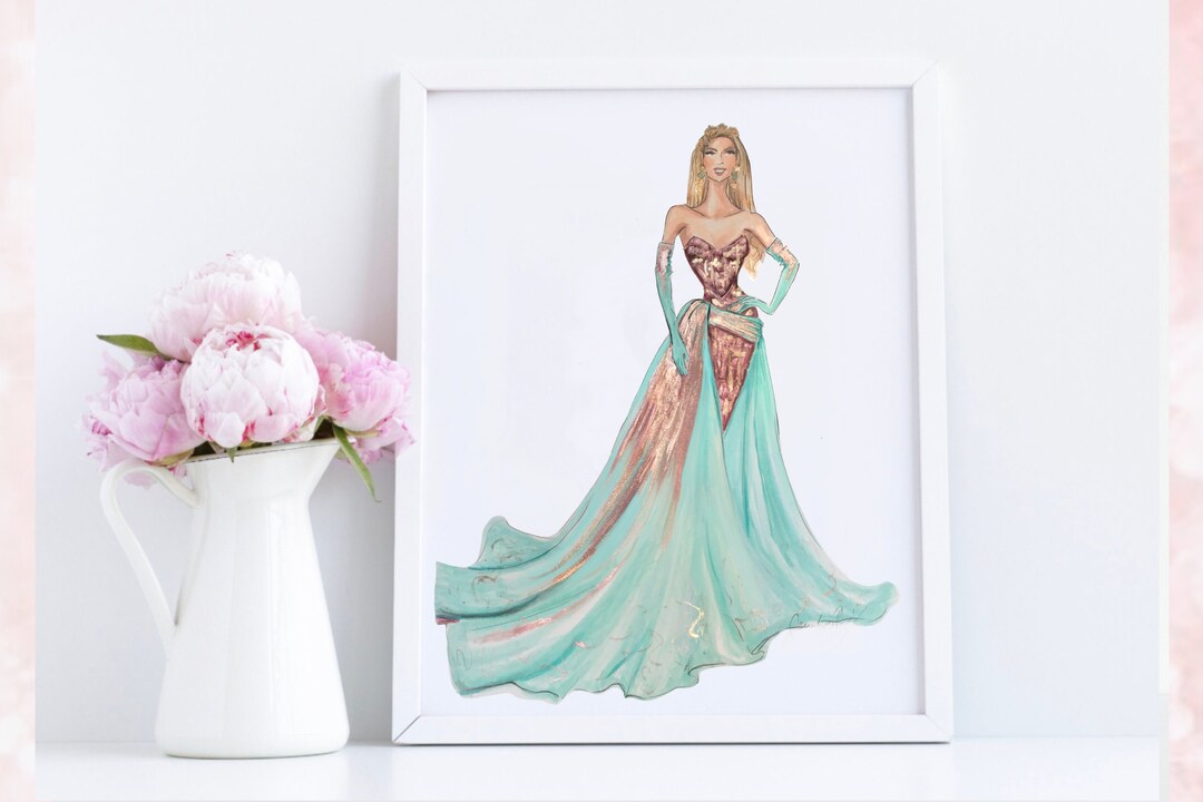 Met Gala Fashion Original Hand Sketch, “blake at the Met” Illustration ...