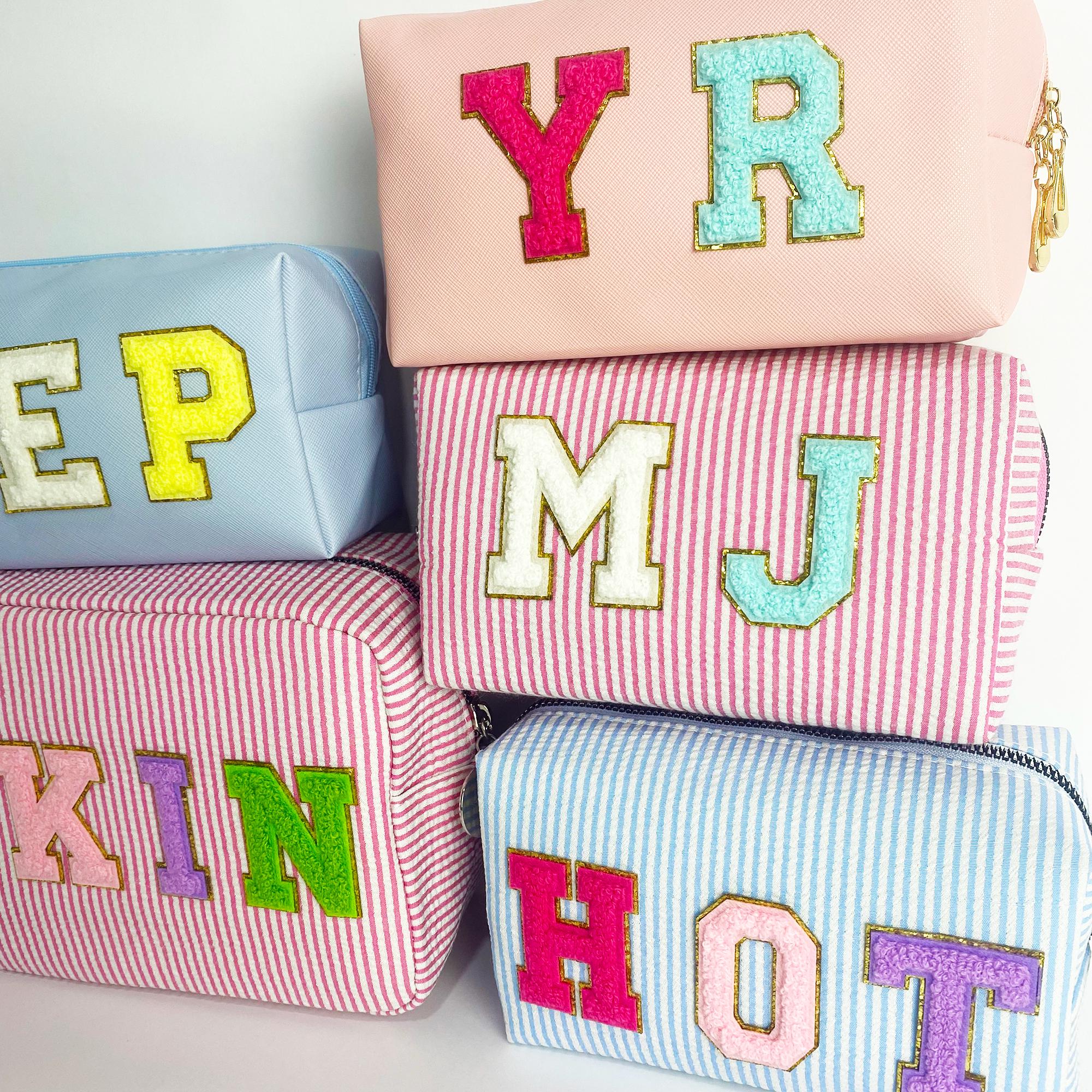 Customized Letter Bags,custom Nylon Pouch , Makeup Bag Chenille Patch ...
