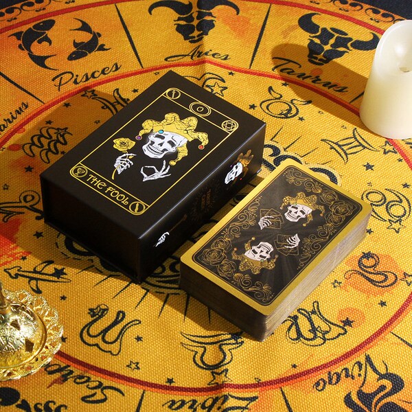 Gold Foil Skull Tarot Cards - Etsy