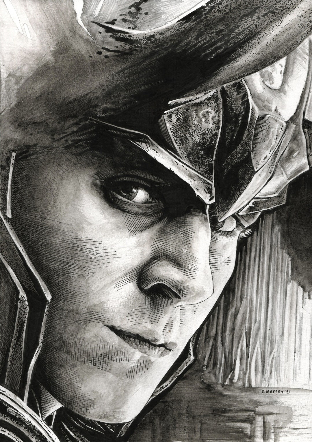 LOKI (tom Hiddleston) - Original Ink and Watercolour Drawing 29.7 X 21. ...